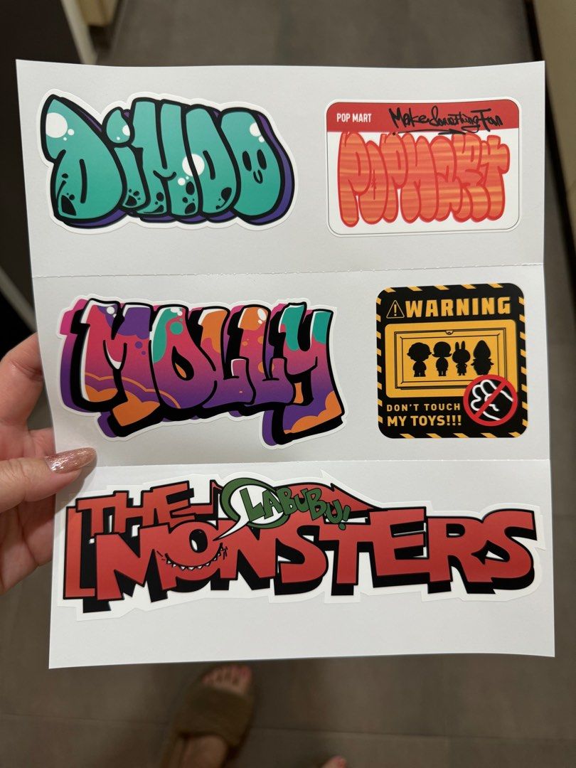 Original PopMart Stickers Labubu Monsters Molly Dimoo, Hobbies & Toys ...