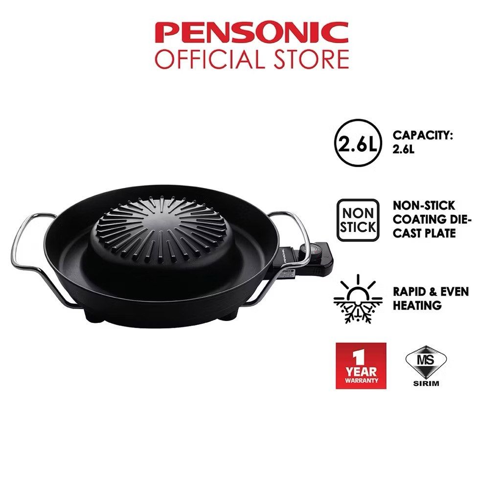 Pensonic 2 In 1 Electric Steamboat BBQ Non-Stick Pan Grill Hot Pot Set ...