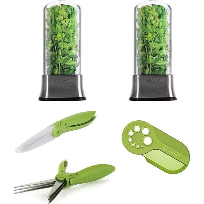 Prepara 4-Piece Herb Keeper Set with Blade Shears and Herb Stripper, TV ...