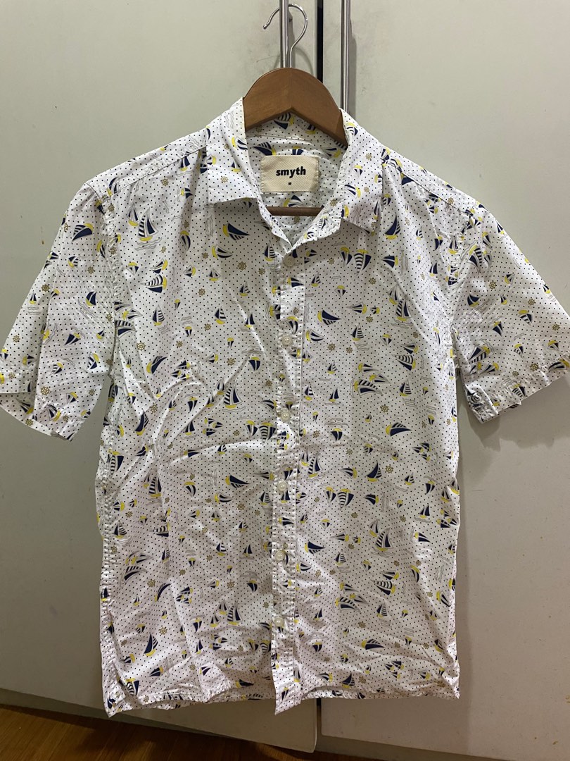Smyth white polo with boat prints, Men's Fashion, Tops & Sets, Formal ...