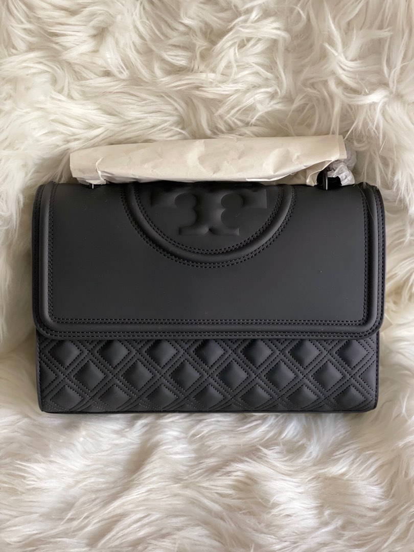 TB Fleming Convertible shoulder Bag Black Matte, Barang Mewah, Tas ...