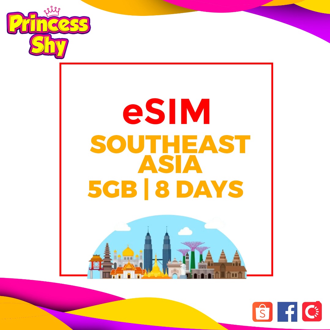 Travel E-Sim Southeast Asia 5GB 8 Day High Speed Data Sim Indonesia Cambodia Vietnam Sri Lanka ...