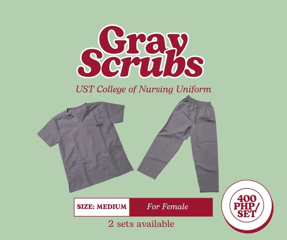 UST College of Nursing Uniforms (Green and Gray Scrubs, Type B, Smock Gown), Women's Fashion ...