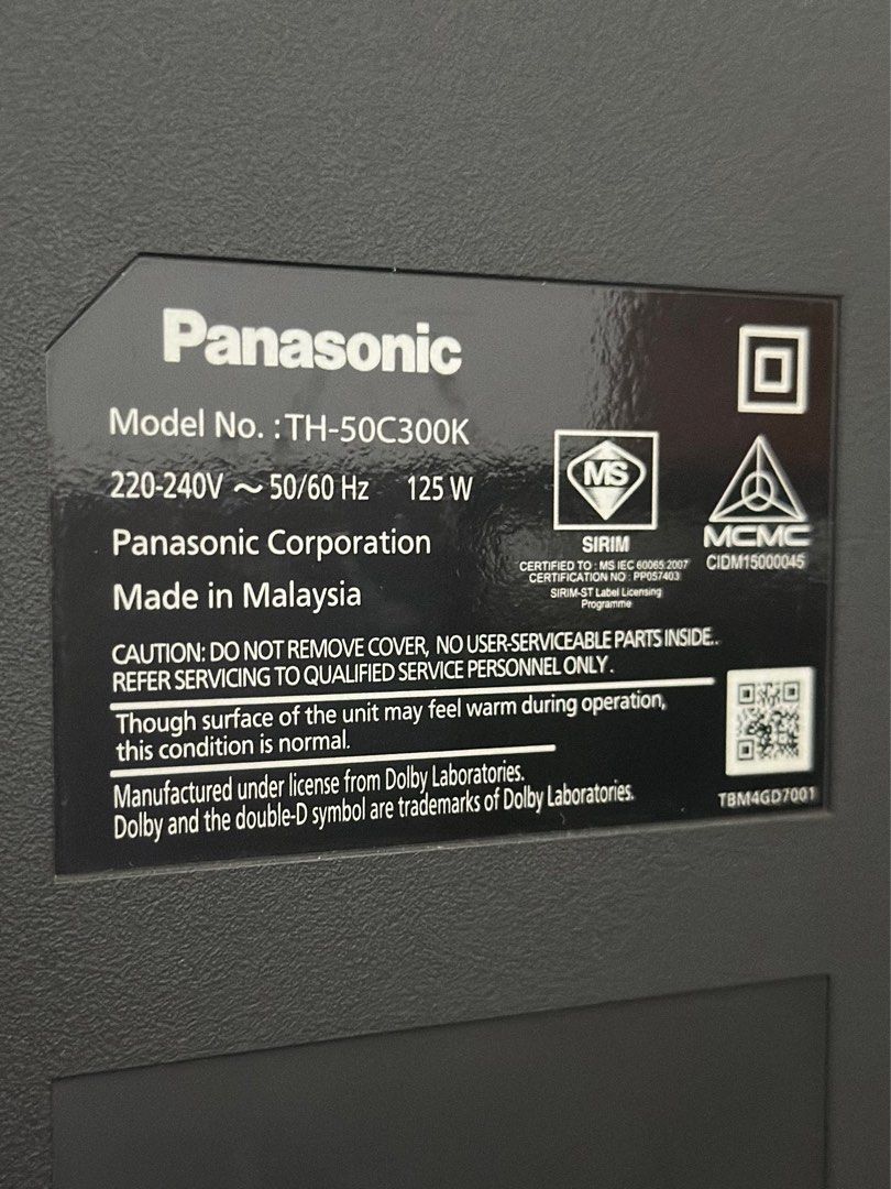 50 inch 1080p Panasonic TH-50C300K LED TV (1 Vertical Purple line ...