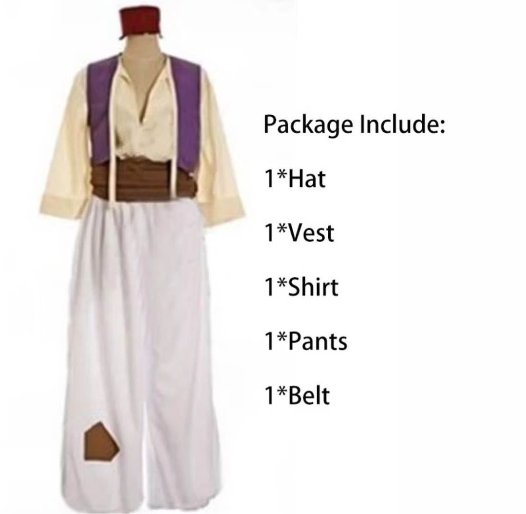 Aladdin (Prince Ali) costume, Men's Fashion, Tops & Sets, Sets ...