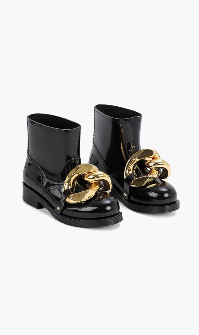 Authentic JW Anderson Chunky Chain Rubber Patent Black Boots, Size 37 ...