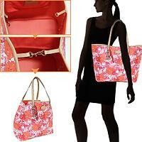 COACH METRO FLORAL PRINT NEVERFULL LEATHER SHOPPER TOTE BAG PINK $328 ...