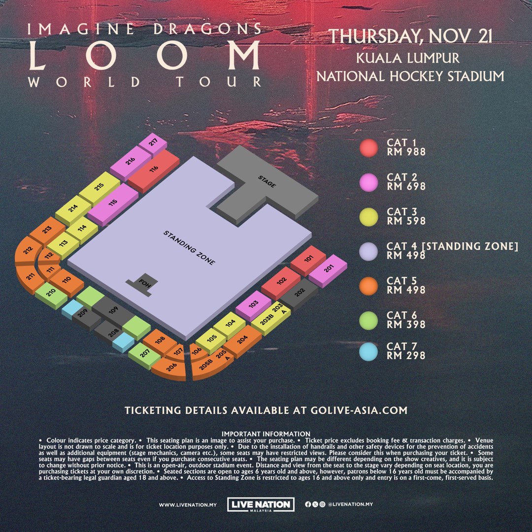 Imagine Dragons Loom World Tour Malaysia, Tickets & Vouchers, Event ...
