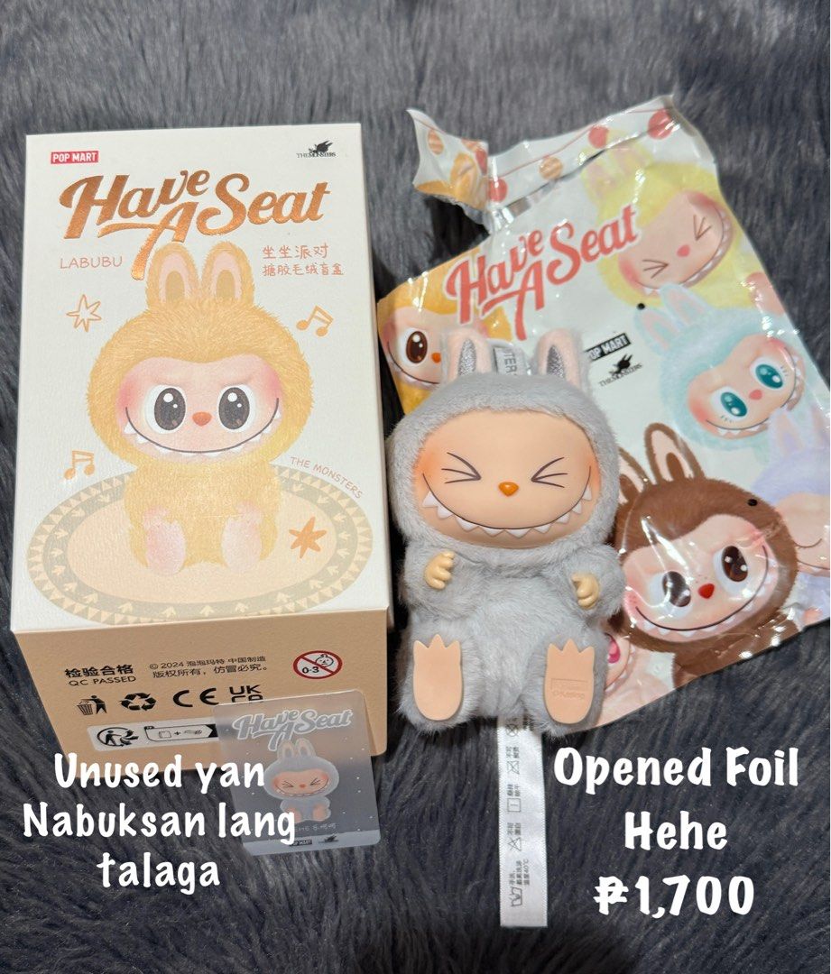 Labubu Version 2 Have A Seat HEHE Opened Only but Unused, Hobbies ...