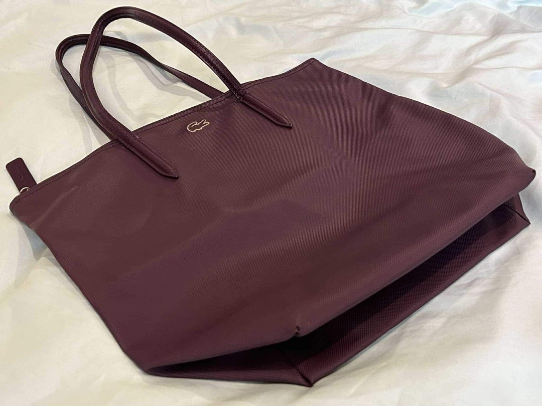 Lacoste original vertical tote bag (maroon), Luxury, Bags & Wallets on ...