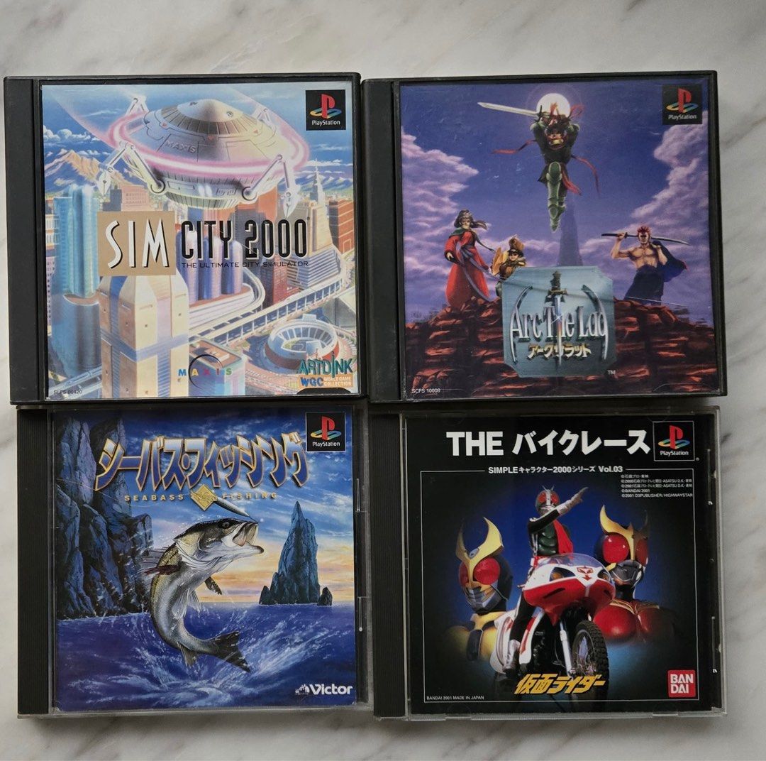 Ps1 game 仮面騎士，sim city 2000 , 釣魚，ARC THE LAD 30 起, 電子遊戲, 電子遊戲機 ...