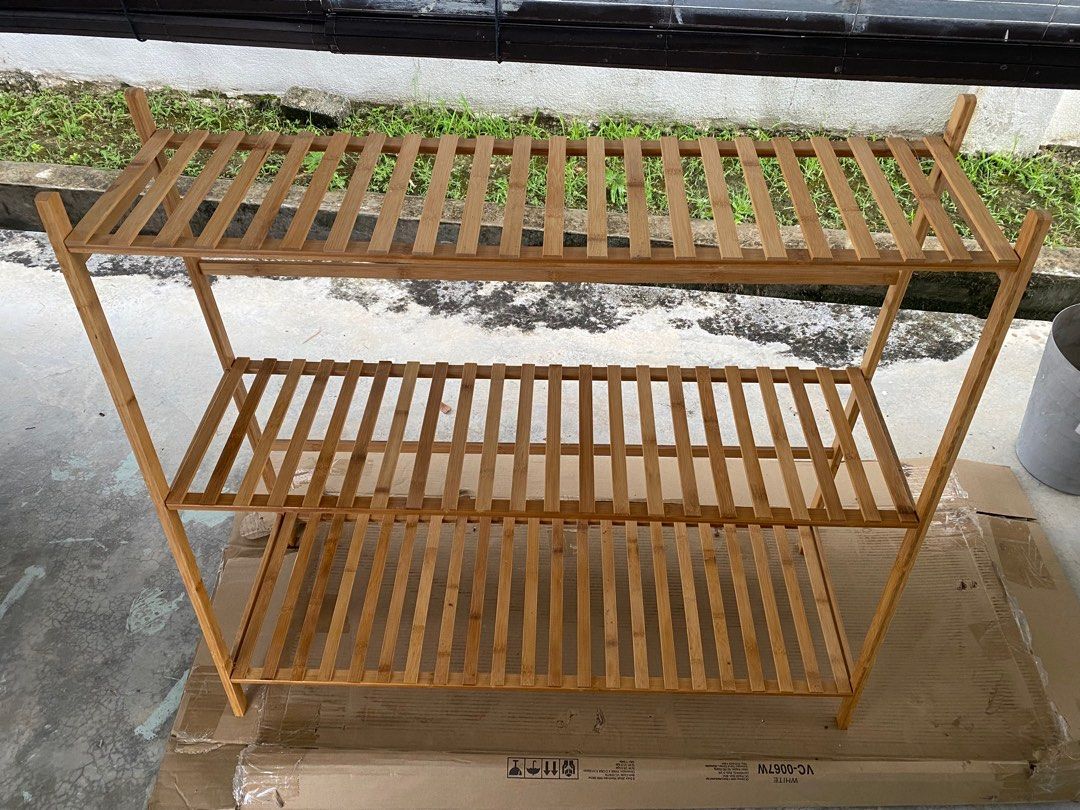 rack kayu garden bamboo, Furniture & Home Living, Furniture, Shelves ...