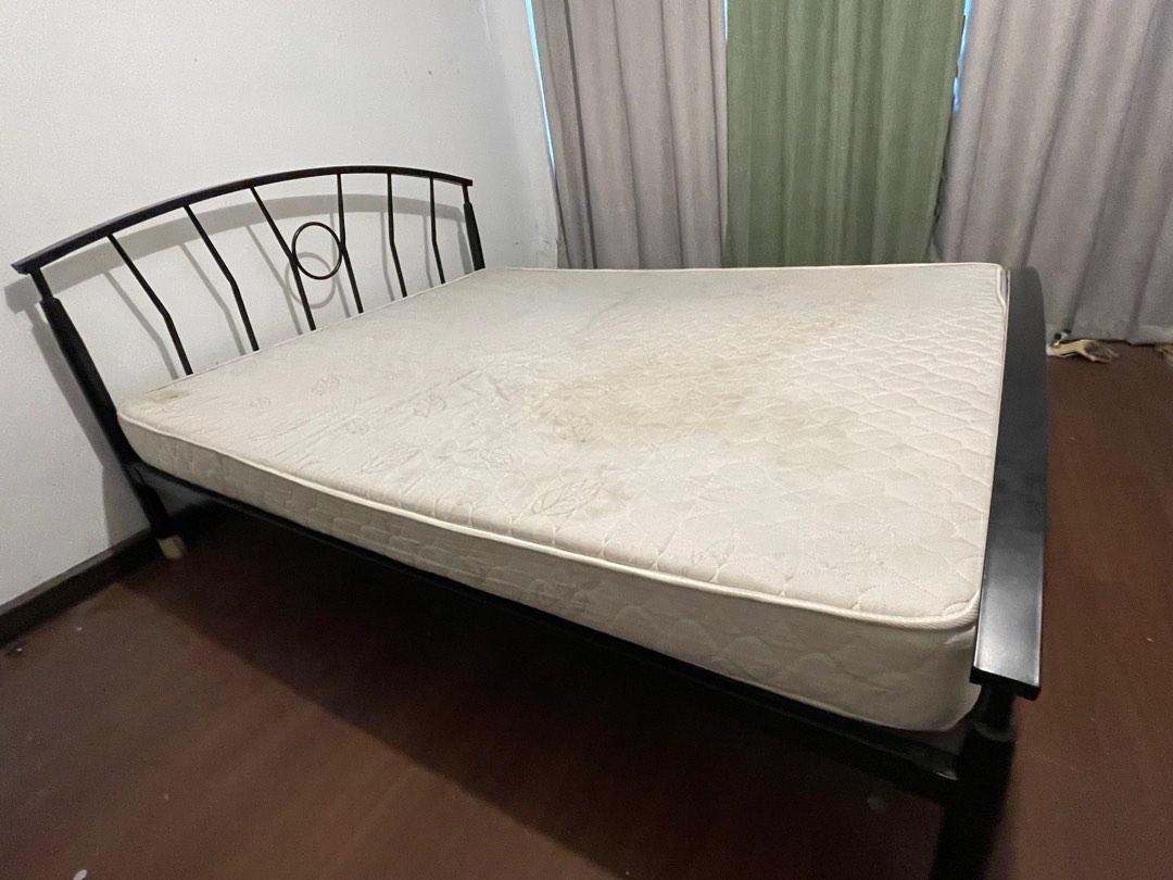 RUSH SALE!!! Used Queen Size Bedframe + Uratex Mattress, Furniture ...