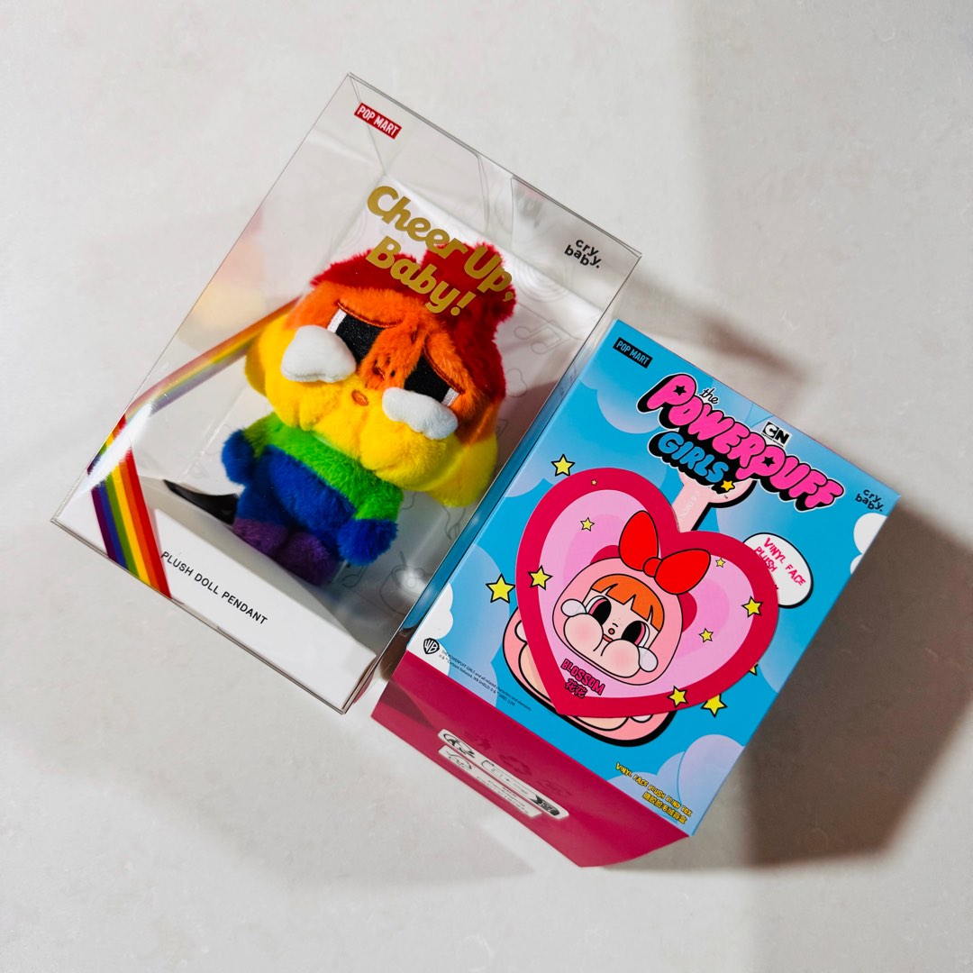 (SET) POPMART Crybaby Cheer Up Baby Rainbow Plush Pendant + PPG Blossom ...