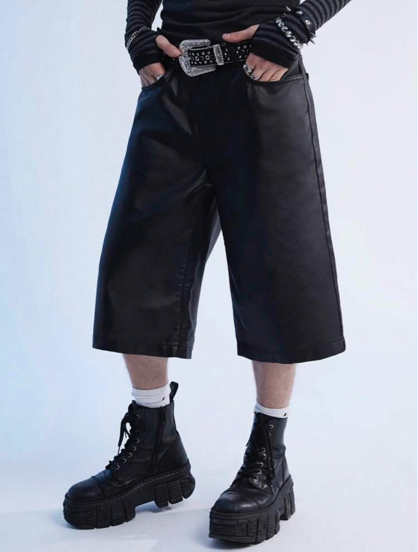 Shein Baggy Leather Jorts, Women's Fashion, Bottoms, Other Bottoms on ...
