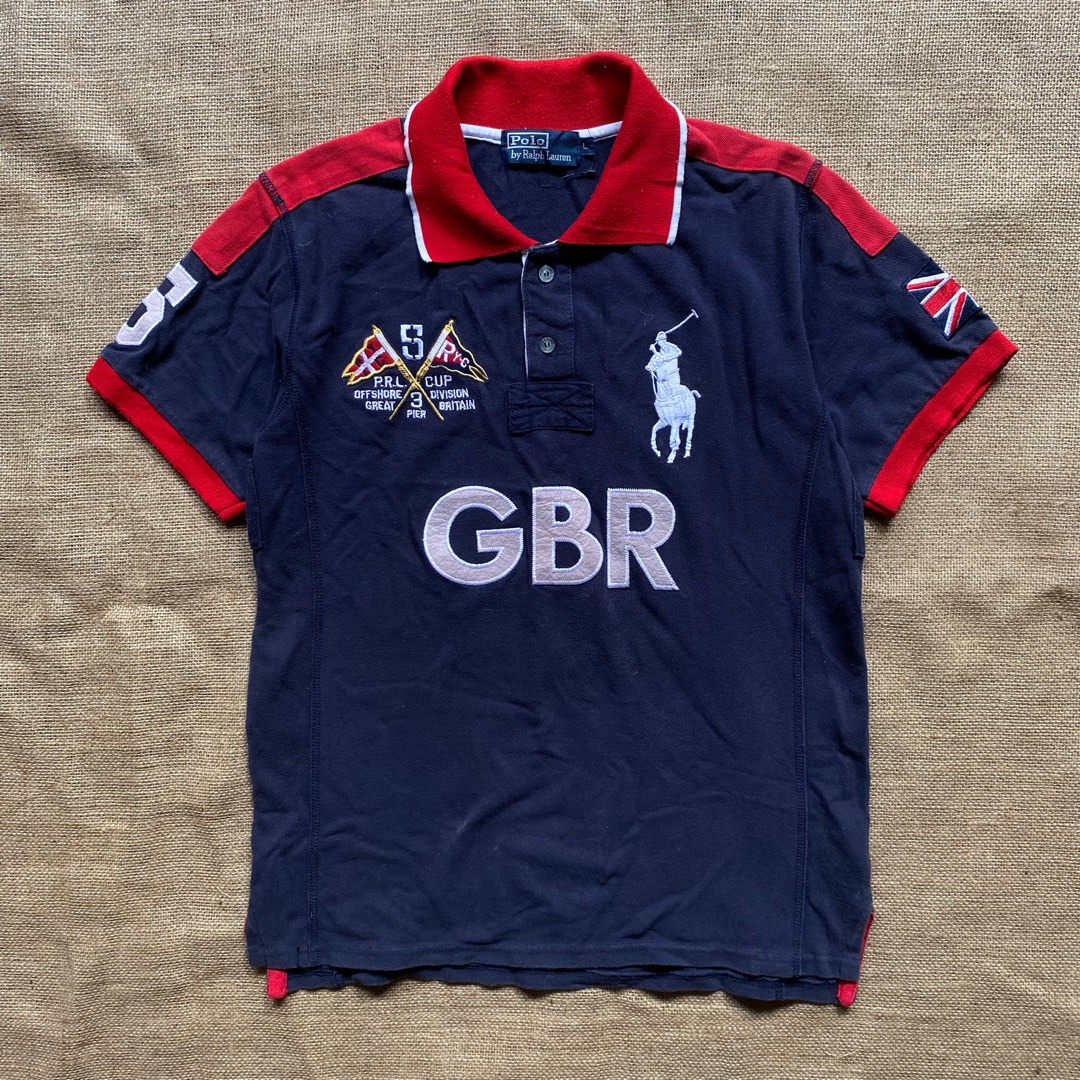 vintage polo ralph lauren great britain made in usa, Fesyen Pria, Pakaian , Atasan di Carousell