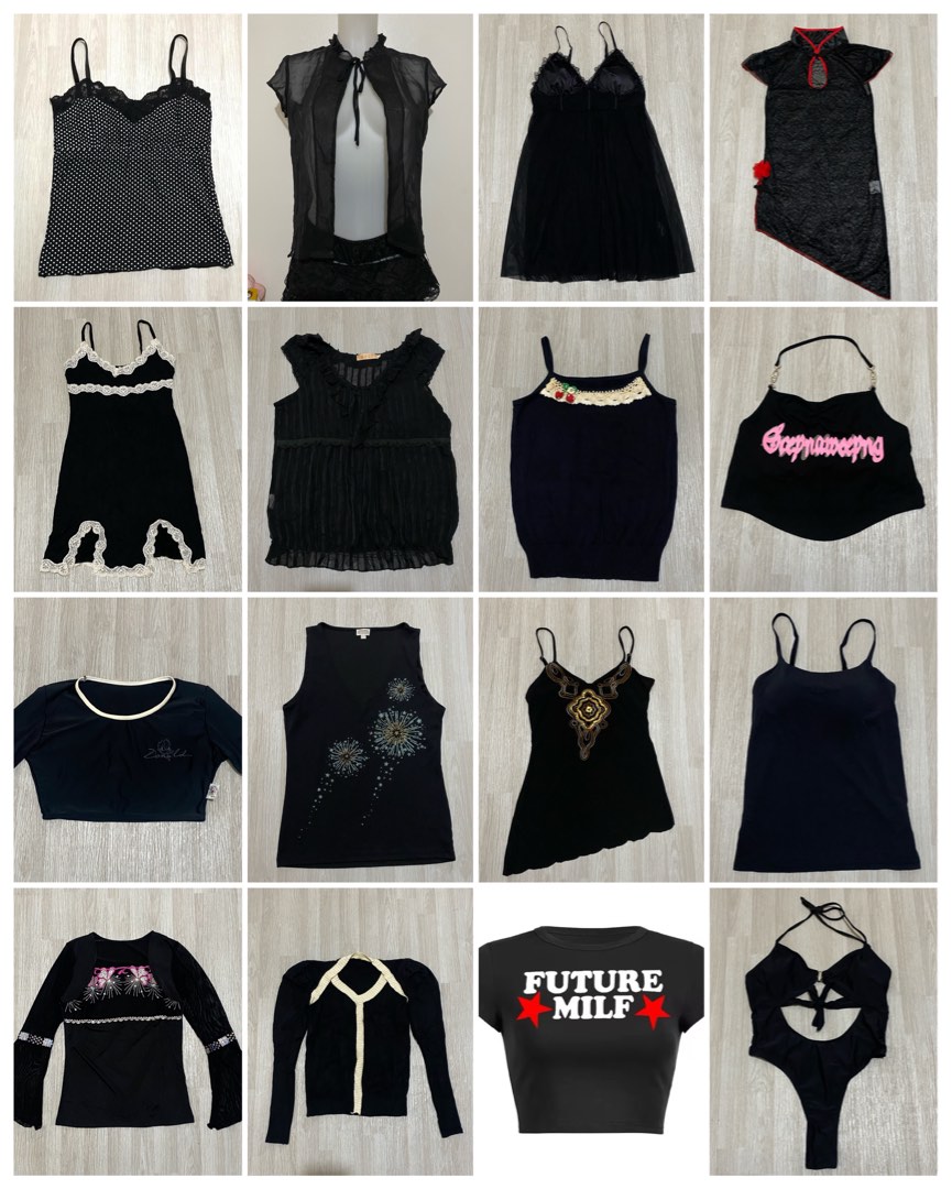 16 pieces Y2k goth grunge alt bundle tops and dress, Women's Fashion ...