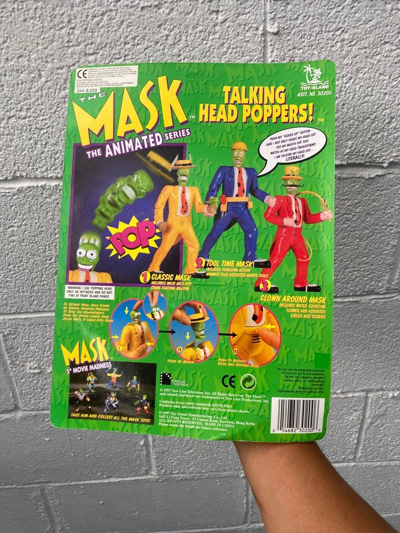 1997 Mask The Animated Series Talking Head Poppers TOOL TIME MASK ...