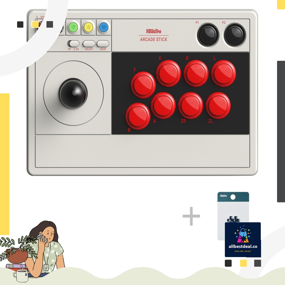 8Bitdo Arcade Stick for Switch & Windows, Arcade Fight Stick Support ...