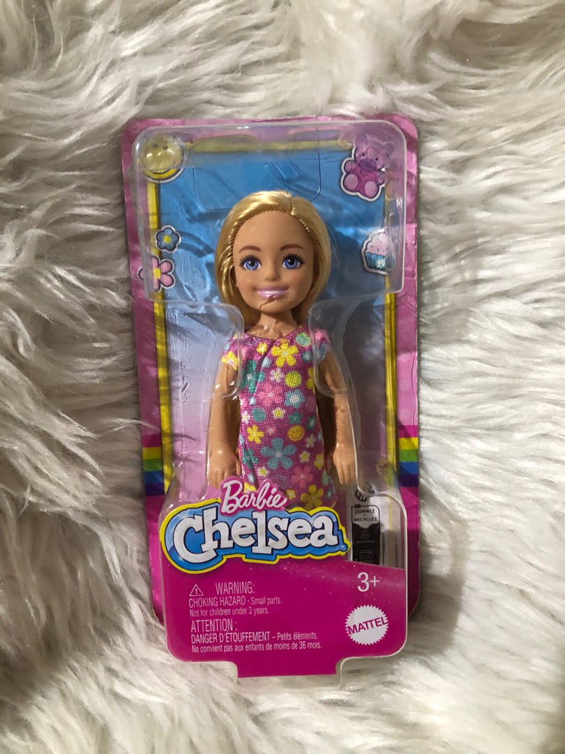 Barbie Chelsea Doll, Small Doll Wearing Purple Flowered Dress With ...