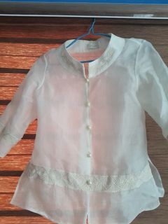 Modern Filipiñana polo cropped top barong, Women's Fashion, Tops ...