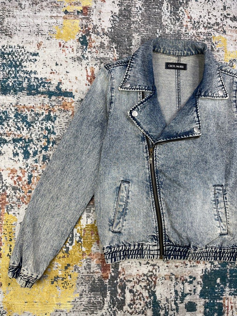 Cecil McBee Washed Denim Rider Jacket, Women's Fashion, Coats, Jackets ...