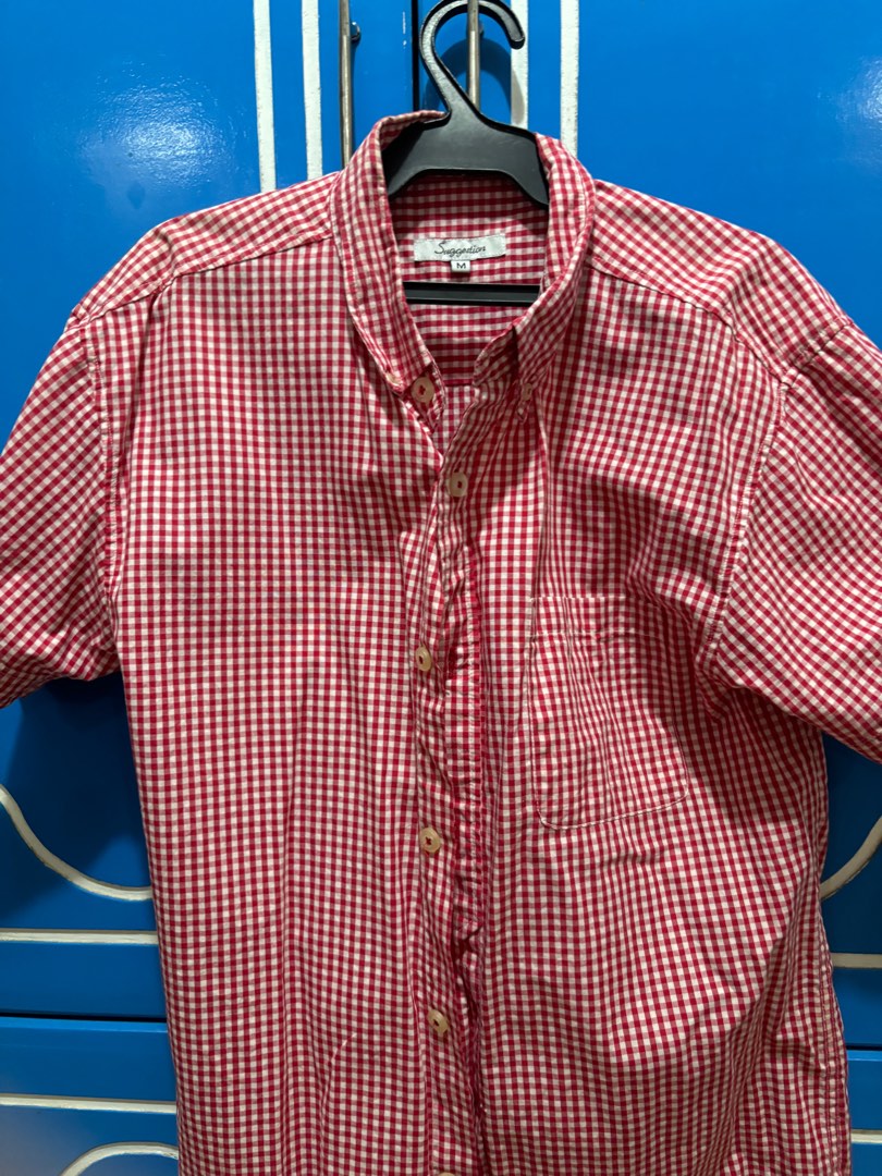 Cherry red gingham buttown down, Women's Fashion, Tops, Blouses on ...