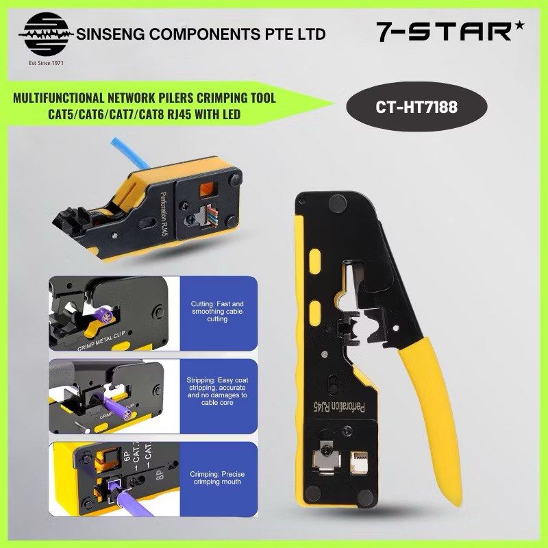 CT-HT7188 All-in-One Pass Through LAN Crimper] CAT5/5e CAT6 CAT6a CAT7 ...