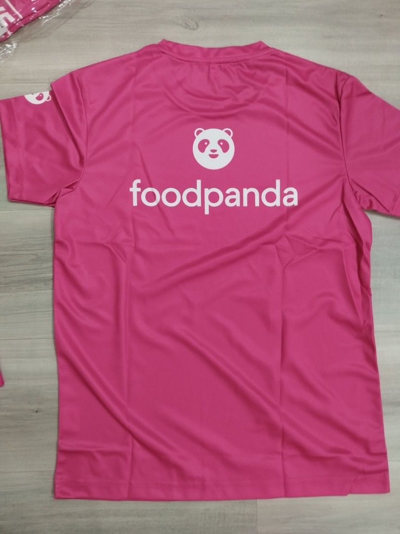 Foodpanda pink top for delivery rider dry fit tshirt on Carousell
