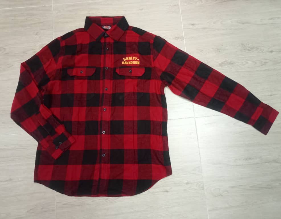 Harley Davidson red flannel, Men's Fashion, Tops & Sets, Formal Shirts ...