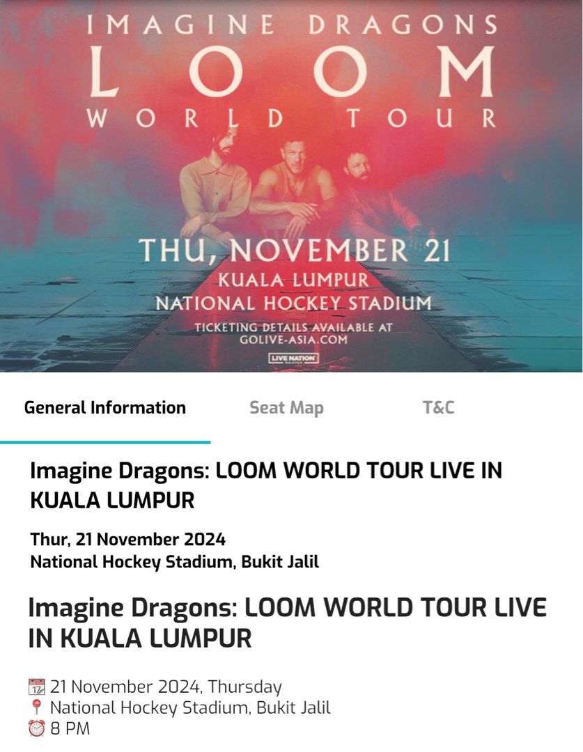 IMAGINE DRAGON : Loom tour live in KL, Tickets & Vouchers, Event ...