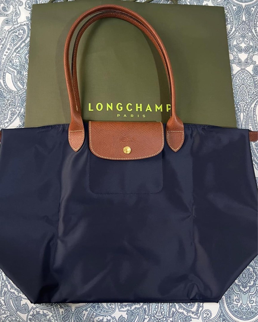 Longchamp Le Pliage Long Handle Shoulder Bag in Navy, Luxury, Bags ...