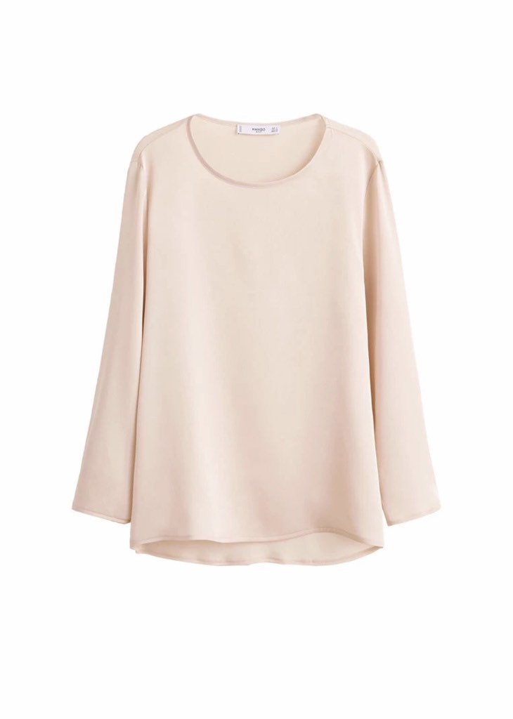 Mango Basics Pale Pink Satin Front Top, Women's Fashion, Tops, Blouses ...