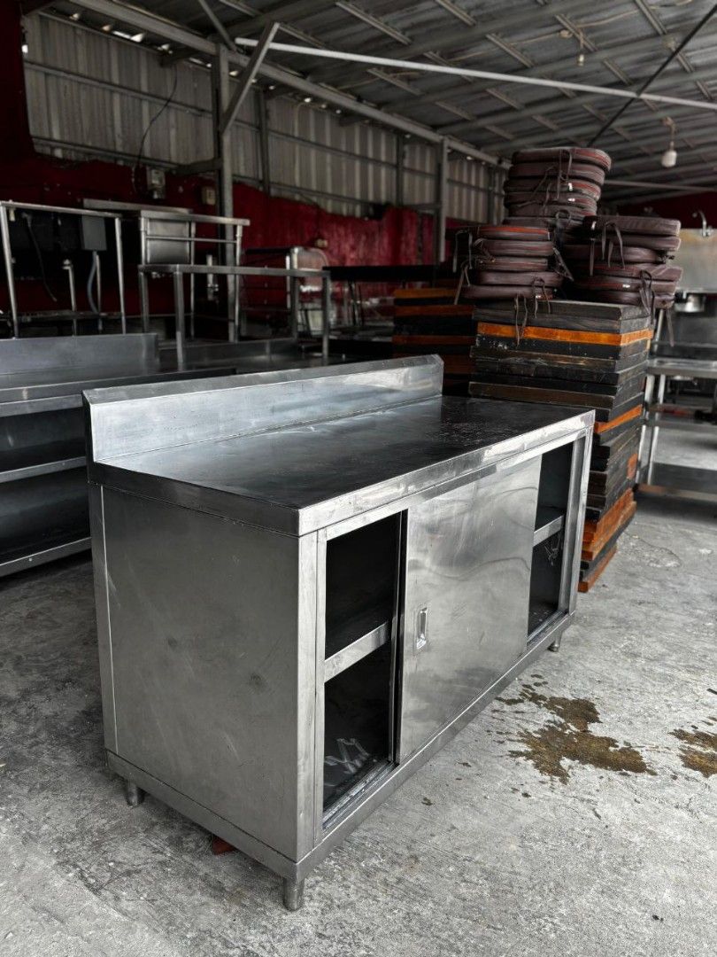 Meja stainless kabinet pintu sliding UK 150x60x85 Minus ada bekas karat ...