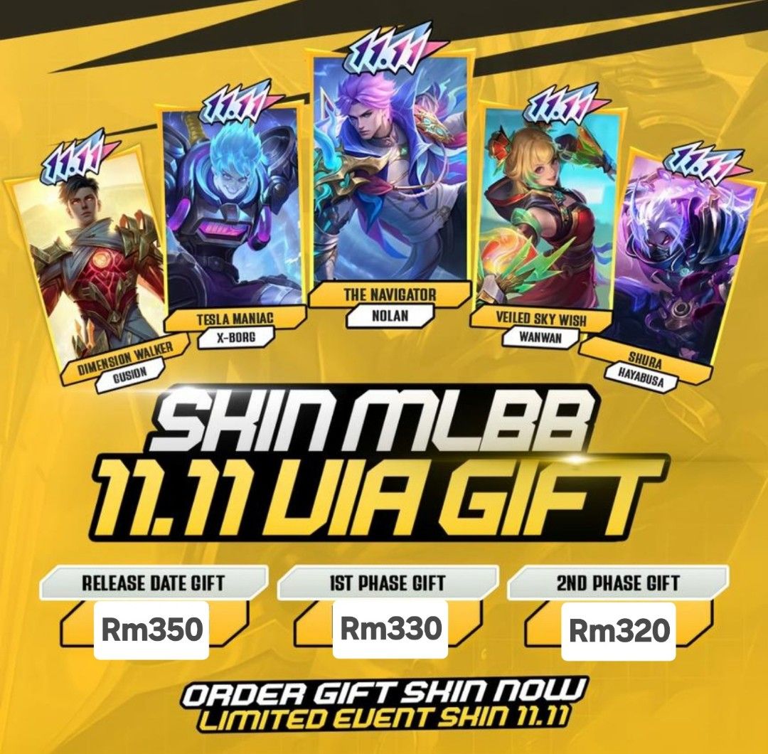 MLBB Mobile Legends 11.11 Skin via Gifting(9 Days Friendship), Video Gaming, Video Games, Others ...