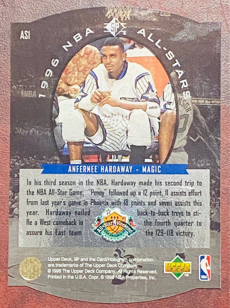 Rare 1996 NBA All Star Game Magic Penny Hardaway #1 Jordan Pippen Hill ...