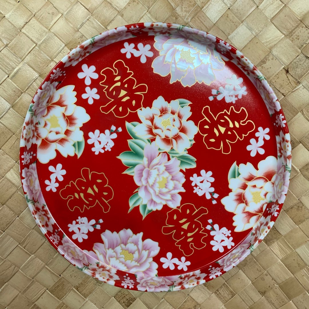 Red Round Ceramic Tray, Furniture & Home Living, Kitchenware ...