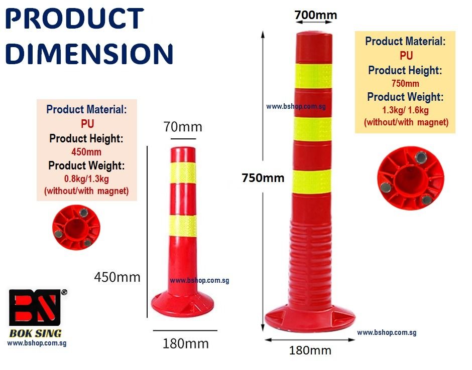 SAFETY REFLECTIVE TRAFFIC POLE WITH MAGNET/ ROAD SAFETY POLE / SAFETY ...