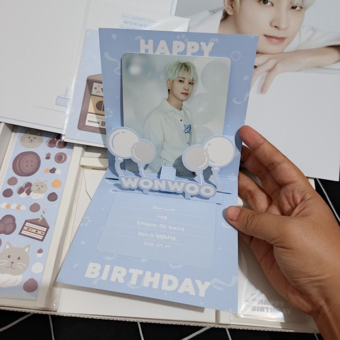 SEVENTEEN SVT Happy Wonwoo Day Birthday Box Version 2 - Outbox, Birthday Pop Up Card, Q&A ...