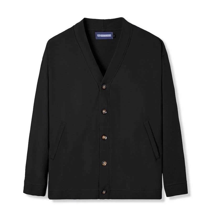Tenue de Attire - Cozy boxy fit Homme Cardigan Black, Fesyen Pria ...