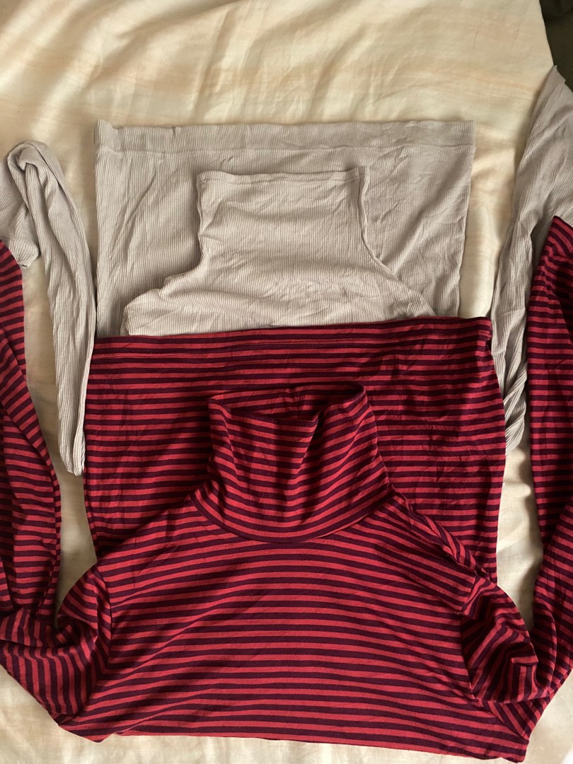 UNIQLO BUNDLE Heattech Turtleneck Stripes/Gray PLUS 1 FREEBIE, Women's ...