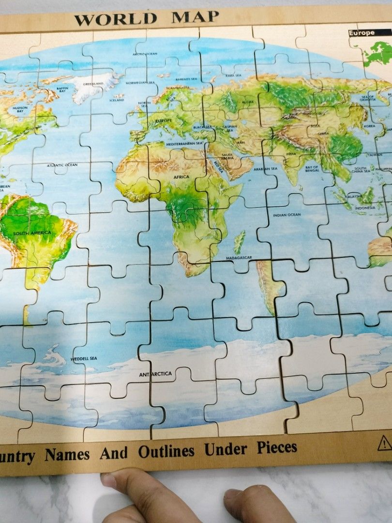 World Map Wood Puzzle, Hobbies & Toys, Toys & Games on Carousell