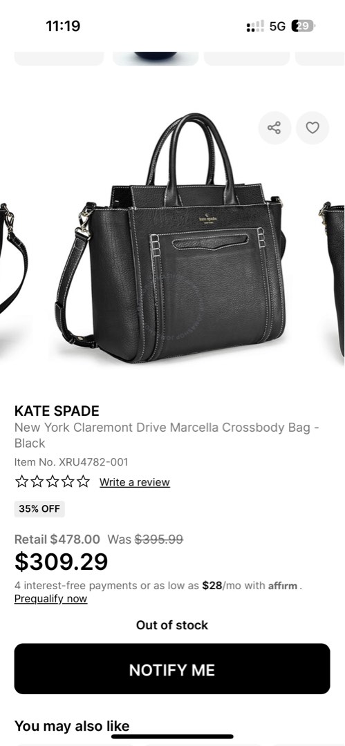 Authentic KATE SPADE Claremont Drive Marcella Crossbody Bag, Luxury, Bags & Wallets on Carousell