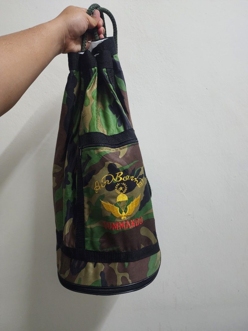 Bag Loreng Askar Military Camo Commando Bucket Beg Guni Jerut Uncang ...