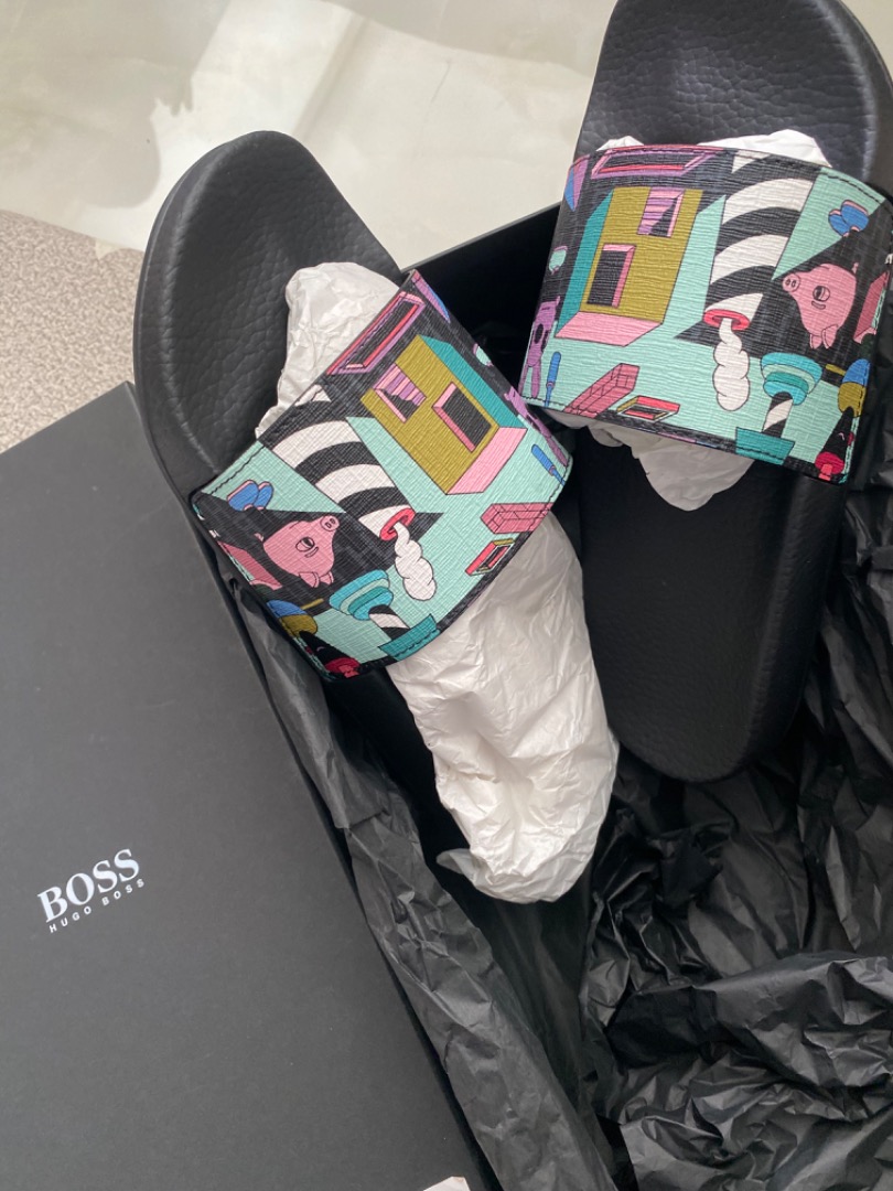 BOSS sliders men, Men's Fashion, Footwear, Flipflops and Slides on ...