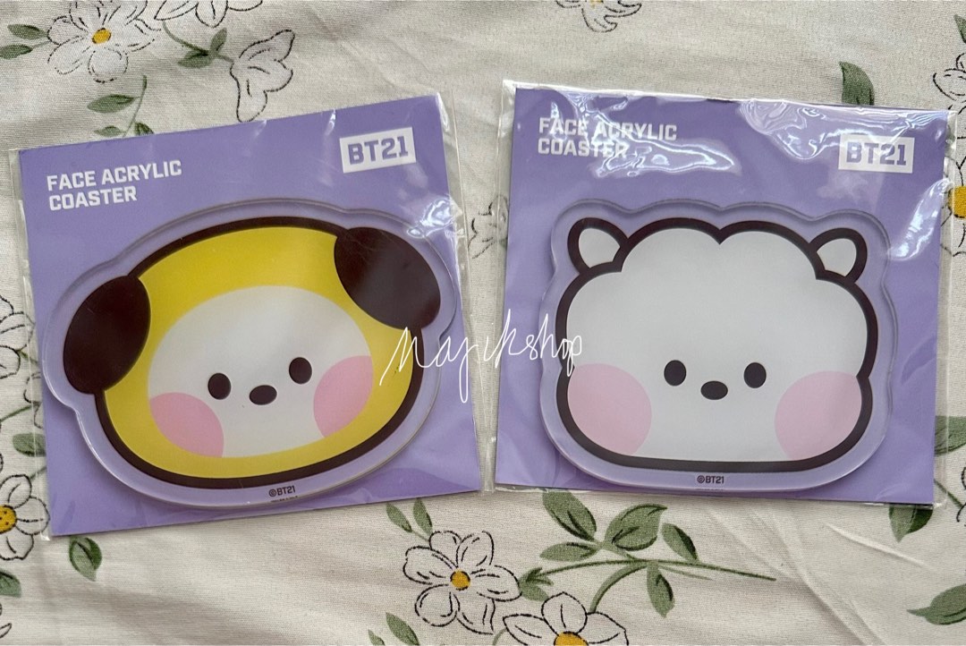 BT21 Face Acrylic Coaster (Chimmy / RJ), Hobbies & Toys, Memorabilia ...