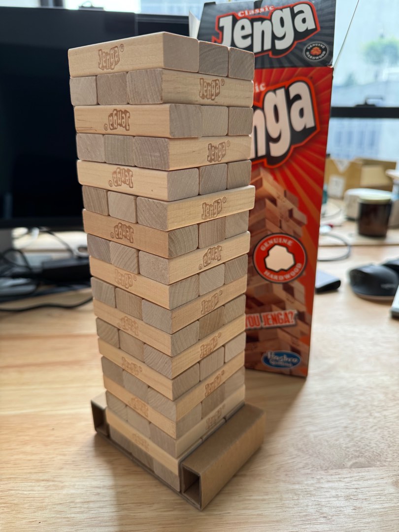 Classic Jenga wooden blocks, Hobbies & Toys, Toys & Games on Carousell