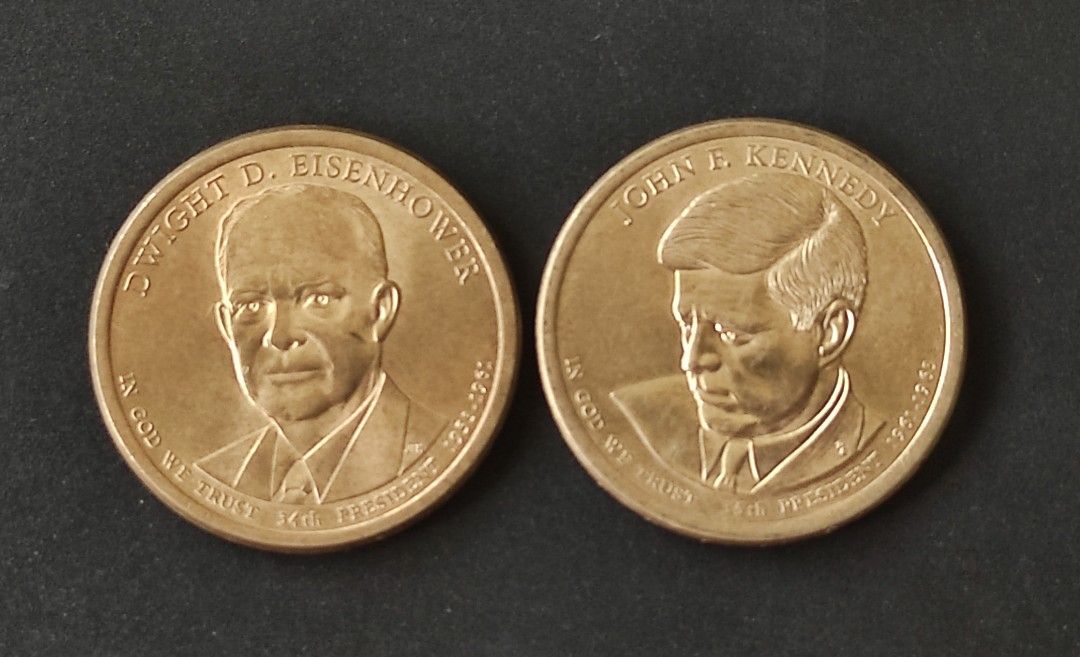 Eisenhower and Kennedy Presidential Dollars, Hobbies & Toys ...