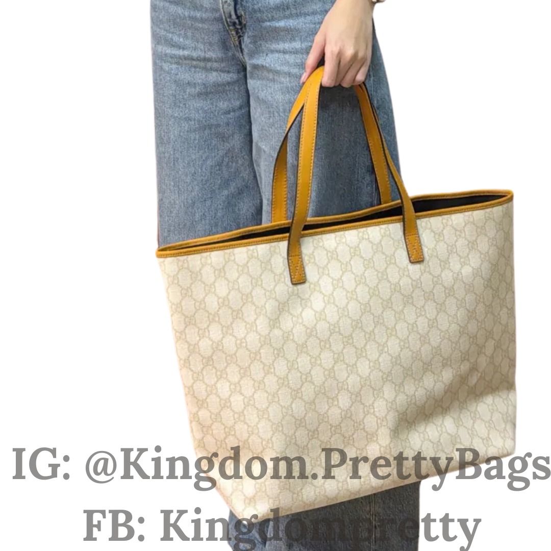 Gucci GG Supreme Monogram Printed Vintage Large Tote in Yellow Pre ...