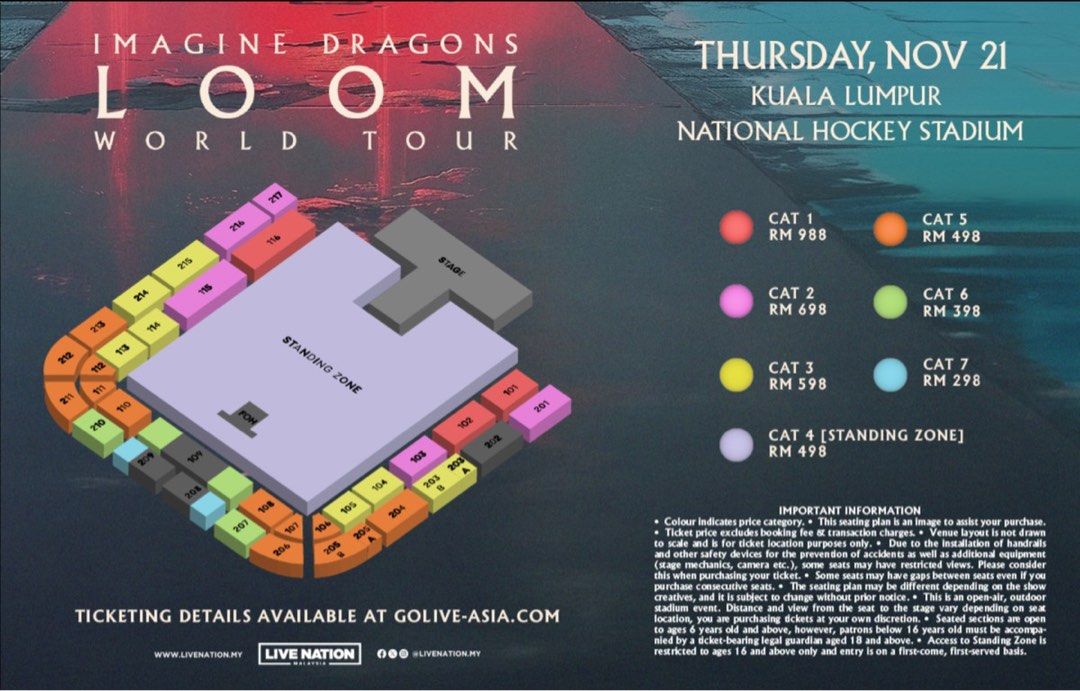 Imagine Dragons Loom World Tour Kuala Lumpur, Tickets & Vouchers, Event ...